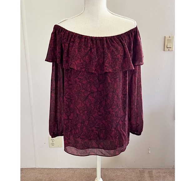 MICHAEL Michael Kors | Tops | Michael Kors Off Shoulder Deep Red Top ...